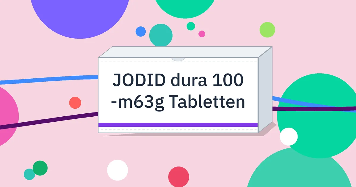 Symbolbild: Packung mit der Aufschrift JODID dura 100 -m63g Tabletten (PZN 03942955) – Verfügbarkeit und Bezug in Apotheken in Frankfurt am Main