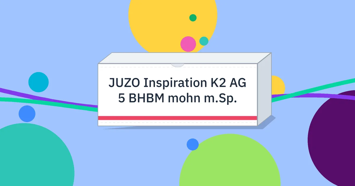 Symbolbild: Packung mit der Aufschrift JUZO Inspiration K2 AG 5 BHBM mohn m.Sp. (PZN 14875015) – Verfügbarkeit und Bezug in Apotheken in Frankfurt am Main