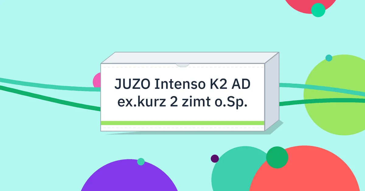 Symbolbild: Packung mit der Aufschrift JUZO Intenso K2 AD ex.kurz 2 zimt o.Sp. (PZN 18618522) – Verfügbarkeit und Bezug in Apotheken in Frankfurt am Main