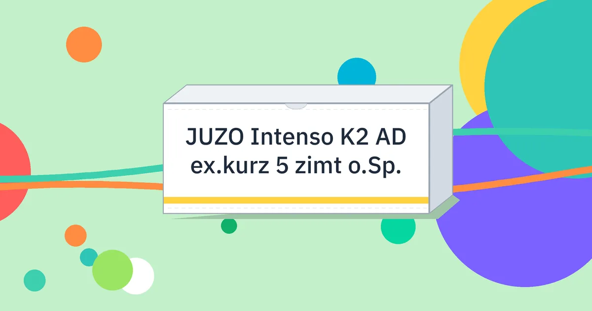 Symbolbild: Packung mit der Aufschrift JUZO Intenso K2 AD ex.kurz 5 zimt o.Sp. (PZN 18618551) – Verfügbarkeit und Bezug in Apotheken in Frankfurt am Main