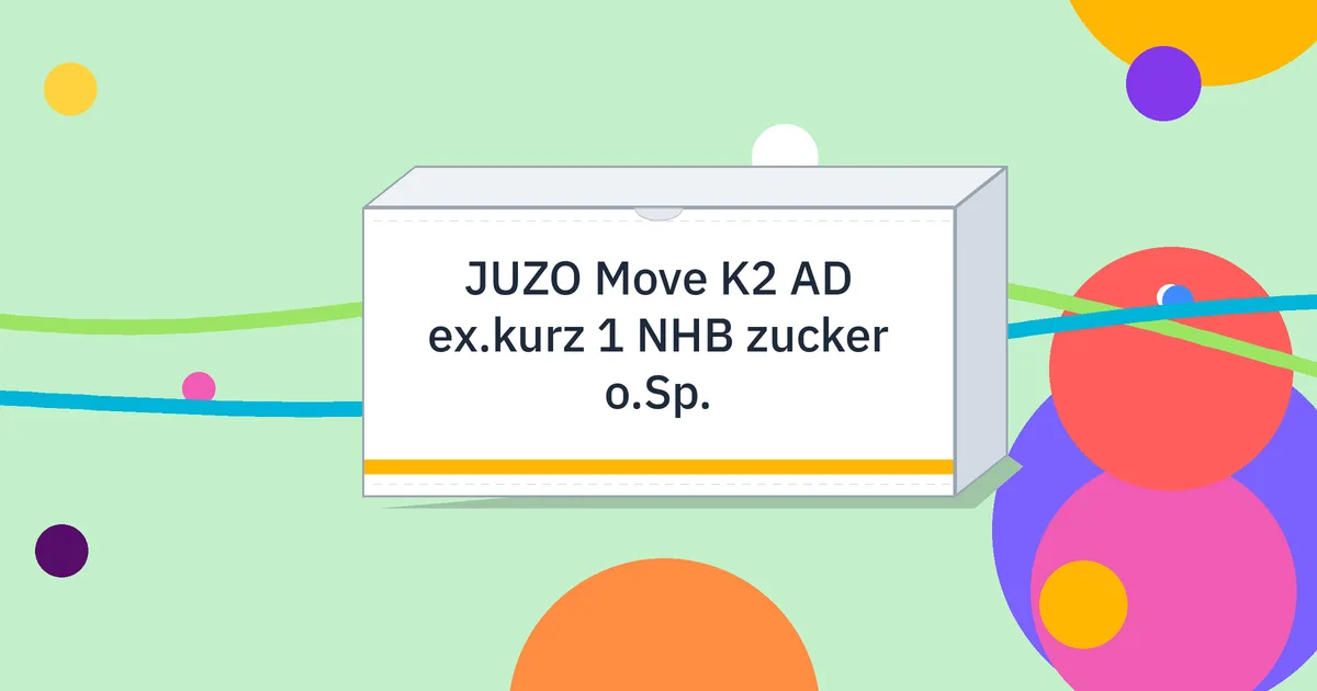 Symbolbild: Packung mit der Aufschrift JUZO Move K2 AD ex.kurz 1 NHB zucker o.Sp. (PZN 18510606) – Verfügbarkeit und Bezug in Apotheken in Frankfurt am Main