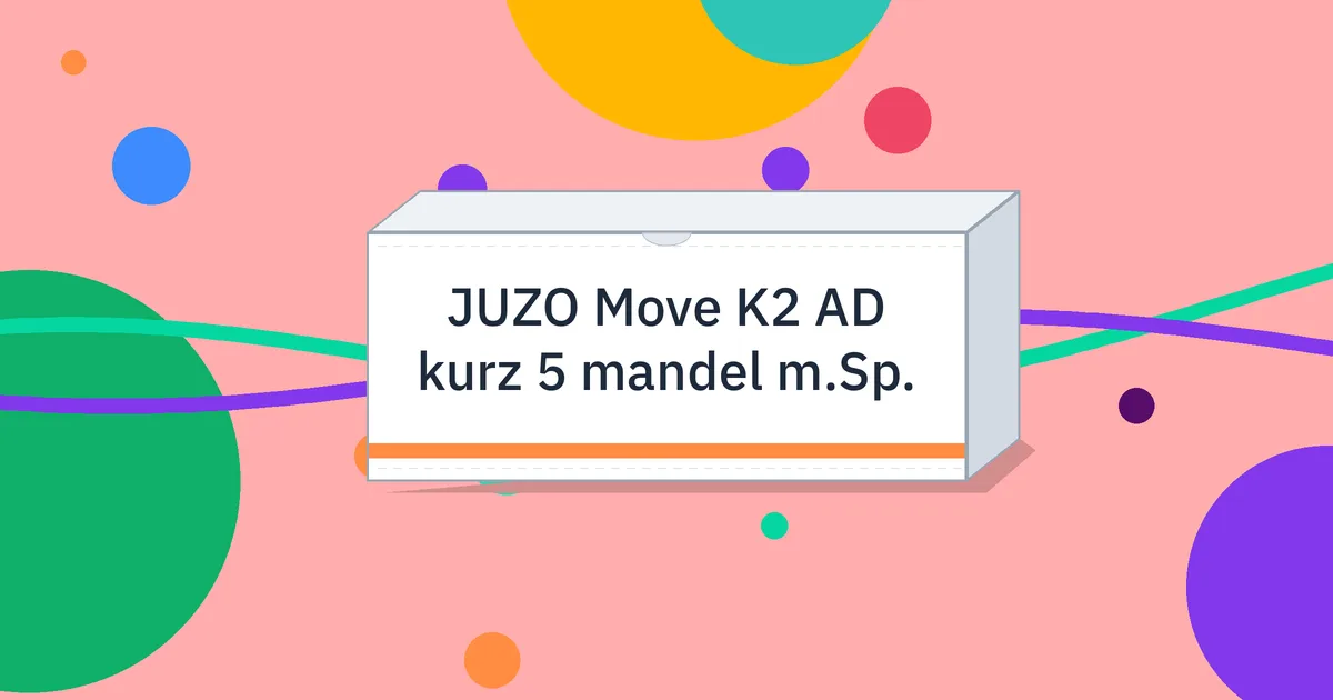 Symbolbild: Packung mit der Aufschrift JUZO Move K2 AD kurz 5 mandel m.Sp. (PZN 16340979) – Verfügbarkeit und Bezug in Apotheken in Frankfurt am Main