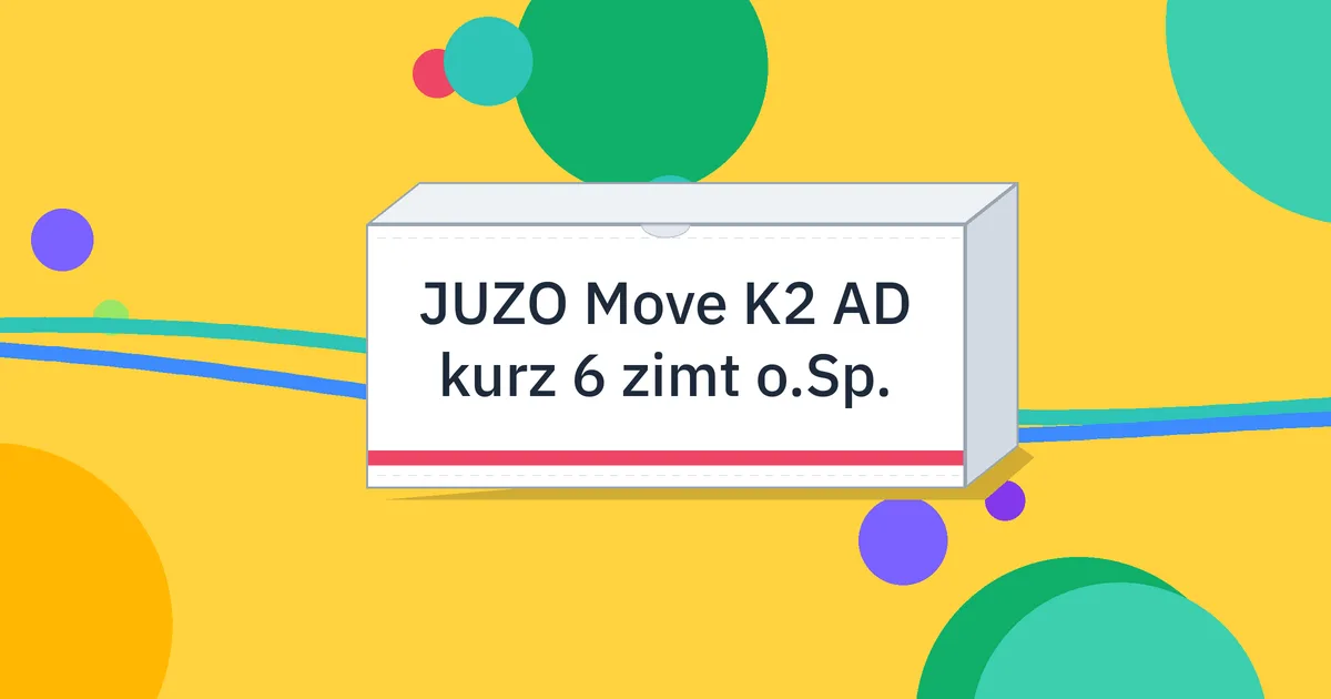 Symbolbild: Packung mit der Aufschrift JUZO Move K2 AD kurz 6 zimt o.Sp. (PZN 18509193) – Verfügbarkeit und Bezug in Apotheken in Frankfurt am Main