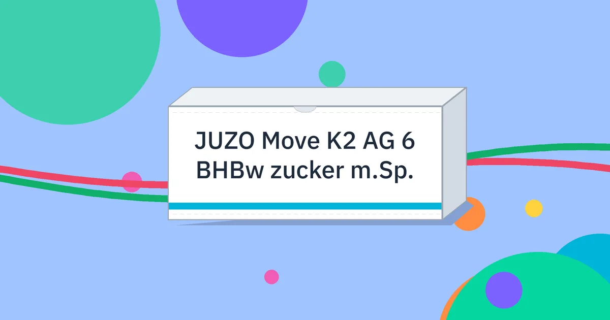 Symbolbild: Packung mit der Aufschrift JUZO Move K2 AG 6 BHBw zucker m.Sp. (PZN 18524353) – Verfügbarkeit und Bezug in Apotheken in Frankfurt am Main