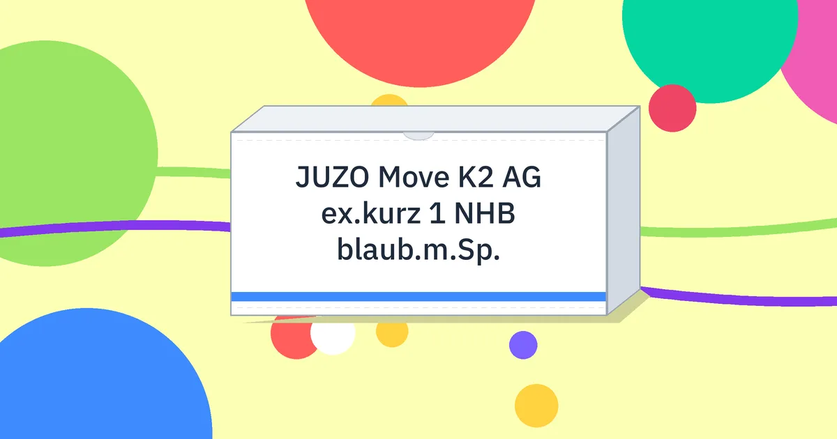 Symbolbild: Packung mit der Aufschrift JUZO Move K2 AG ex.kurz 1 NHB blaub.m.Sp. (PZN 18563198) – Verfügbarkeit und Bezug in Apotheken in Frankfurt am Main