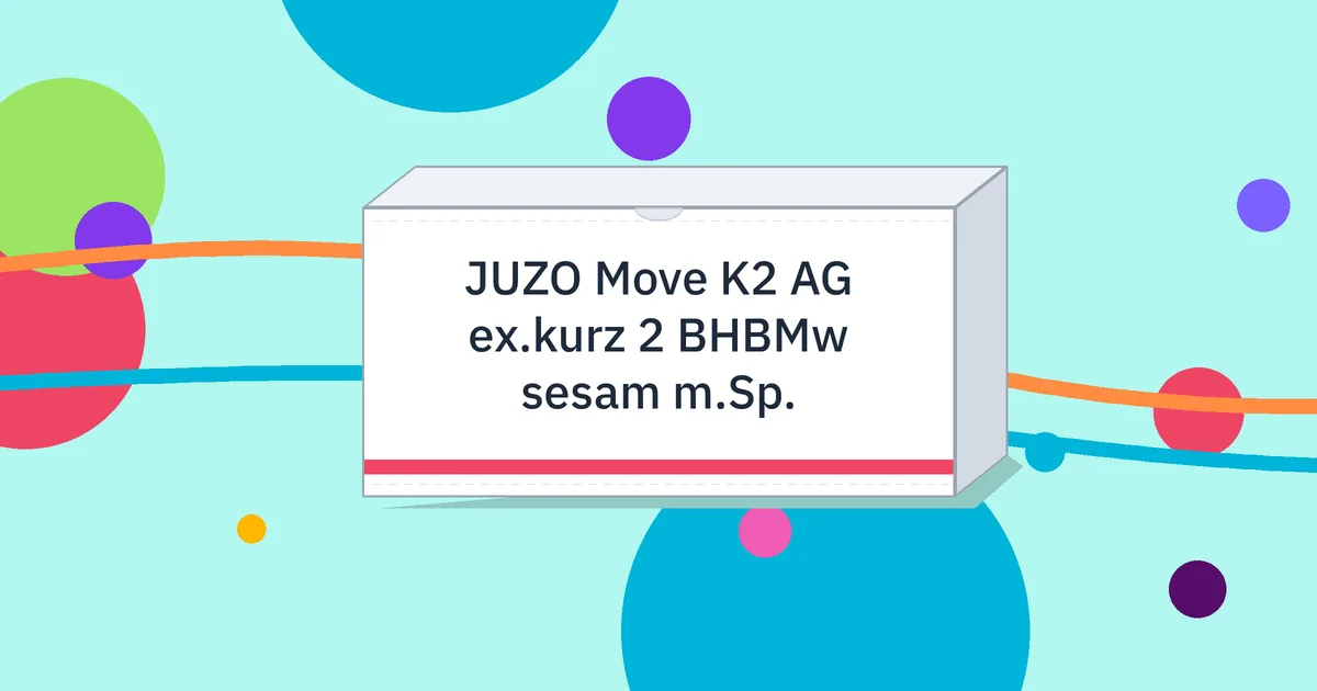 Symbolbild: Packung mit der Aufschrift JUZO Move K2 AG ex.kurz 2 BHBMw sesam m.Sp. (PZN 18532826) – Verfügbarkeit und Bezug in Apotheken in Frankfurt am Main