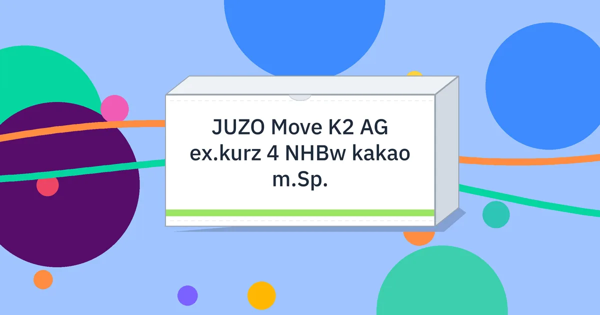 Symbolbild: Packung mit der Aufschrift JUZO Move K2 AG ex.kurz 4 NHBw kakao m.Sp. (PZN 18562709) – Verfügbarkeit und Bezug in Apotheken in Frankfurt am Main