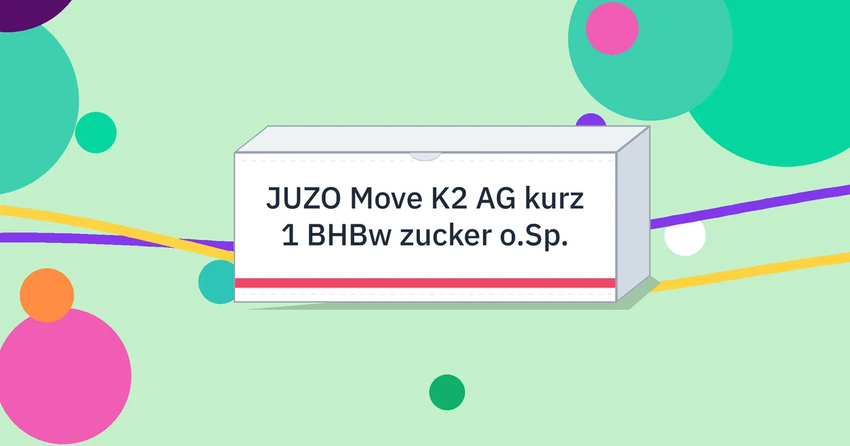 Symbolbild: Packung mit der Aufschrift JUZO Move K2 AG kurz 1 BHBw zucker o.Sp. (PZN 18530218) – Verfügbarkeit und Bezug in Apotheken in Frankfurt am Main