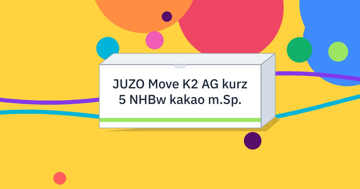 Symbolbild: Packung mit der Aufschrift JUZO Move K2 AG kurz 5 NHBw kakao m.Sp. (PZN 18558808) – Verfügbarkeit und Bezug in Apotheken in Frankfurt am Main