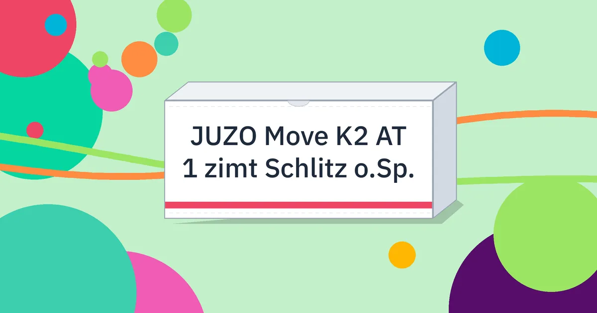 Symbolbild: Packung mit der Aufschrift JUZO Move K2 AT 1 zimt Schlitz o.Sp. (PZN 20670151) – Verfügbarkeit und Bezug in Apotheken in Frankfurt am Main