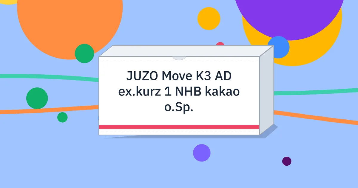 Symbolbild: Packung mit der Aufschrift JUZO Move K3 AD ex.kurz 1 NHB kakao o.Sp. (PZN 18574121) – Verfügbarkeit und Bezug in Apotheken in Frankfurt am Main
