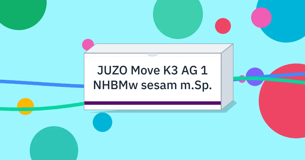 Symbolbild: Packung mit der Aufschrift JUZO Move K3 AG 1 NHBMw sesam m.Sp. (PZN 18575008) – Verfügbarkeit und Bezug in Apotheken in Frankfurt am Main