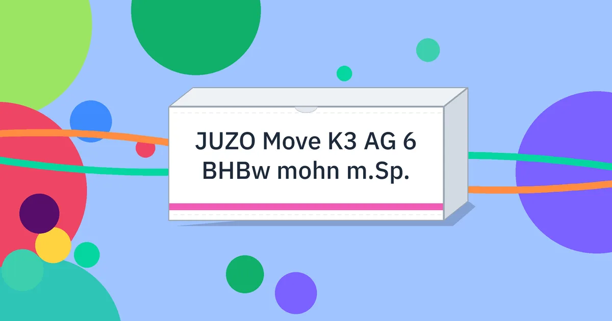 Symbolbild: Packung mit der Aufschrift JUZO Move K3 AG 6 BHBw mohn m.Sp. (PZN 18587750) – Verfügbarkeit und Bezug in Apotheken in Frankfurt am Main