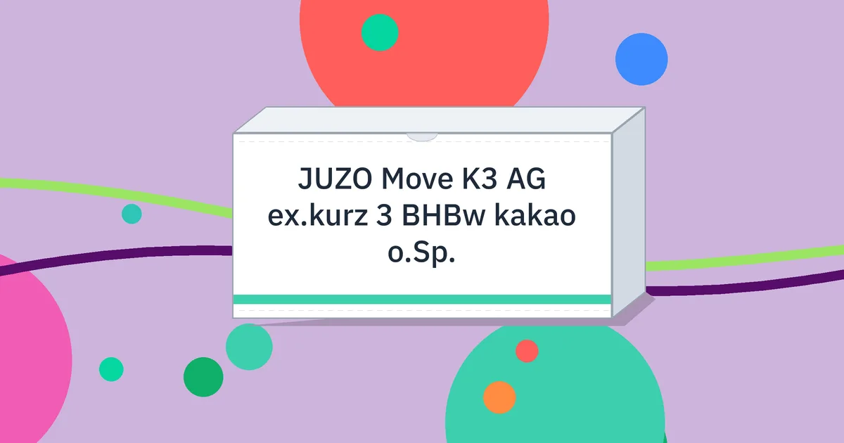Symbolbild: Packung mit der Aufschrift JUZO Move K3 AG ex.kurz 3 BHBw kakao o.Sp. (PZN 18597719) – Verfügbarkeit und Bezug in Apotheken in Frankfurt am Main