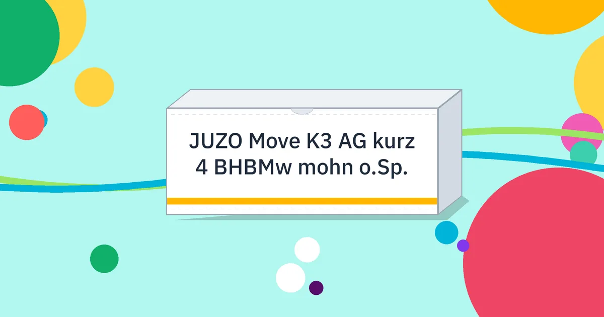 Symbolbild: Packung mit der Aufschrift JUZO Move K3 AG kurz 4 BHBMw mohn o.Sp. (PZN 18594141) – Verfügbarkeit und Bezug in Apotheken in Frankfurt am Main
