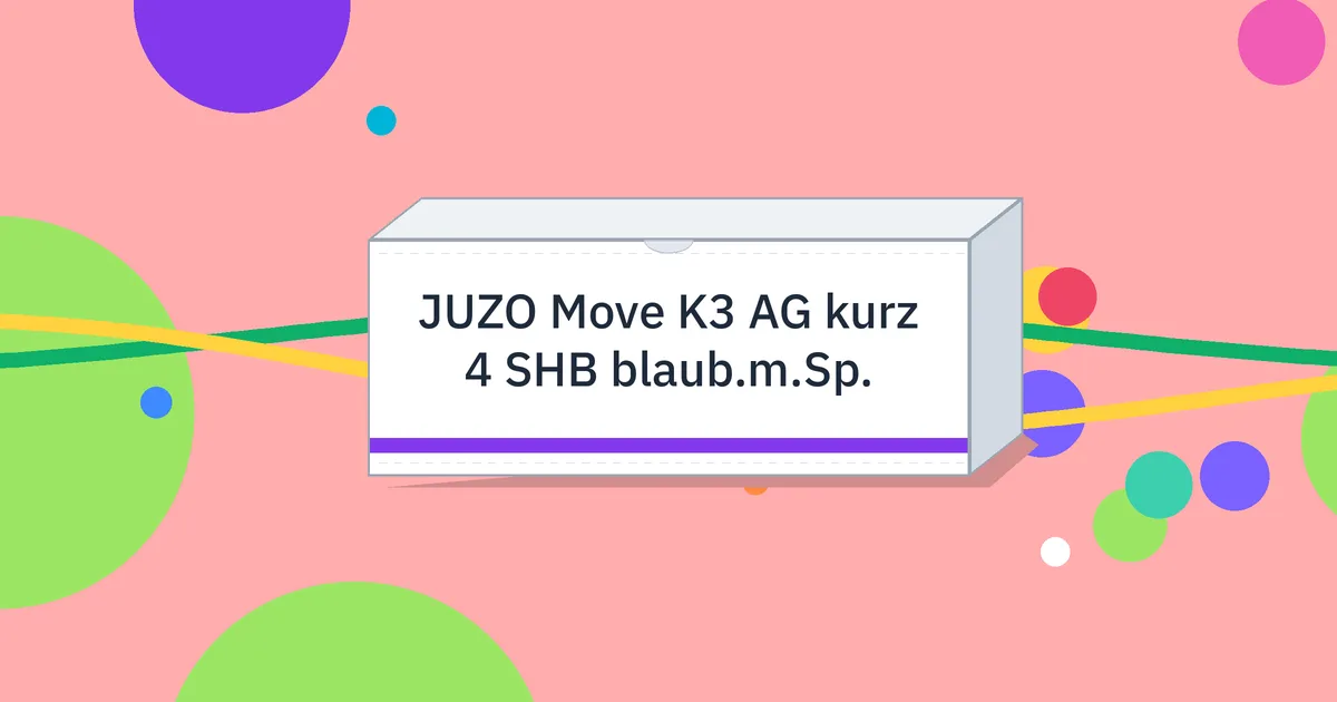 Symbolbild: Packung mit der Aufschrift JUZO Move K3 AG kurz 4 SHB blaub.m.Sp. (PZN 18591183) – Verfügbarkeit und Bezug in Apotheken in Frankfurt am Main