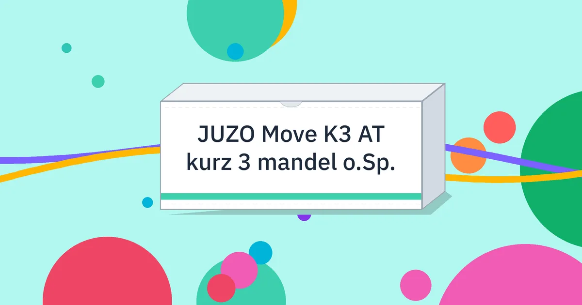 Symbolbild: Packung mit der Aufschrift JUZO Move K3 AT kurz 3 mandel o.Sp. (PZN 20684845) – Verfügbarkeit und Bezug in Apotheken in Frankfurt am Main