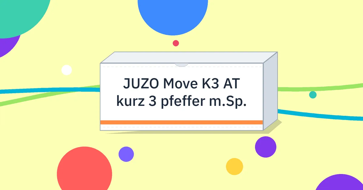 Symbolbild: Packung mit der Aufschrift JUZO Move K3 AT kurz 3 pfeffer m.Sp. (PZN 20682964) – Verfügbarkeit und Bezug in Apotheken in Frankfurt am Main