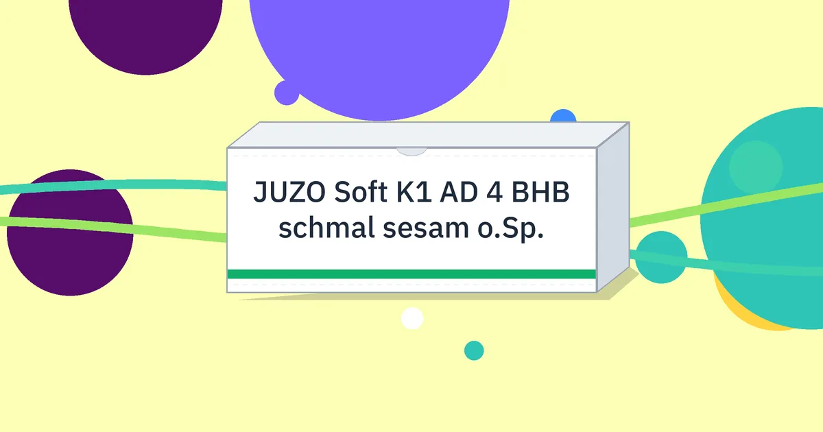 Symbolbild: Packung mit der Aufschrift JUZO Soft K1 AD 4 BHB schmal sesam o.Sp. (PZN 15463007) – Verfügbarkeit und Bezug in Apotheken in Frankfurt am Main