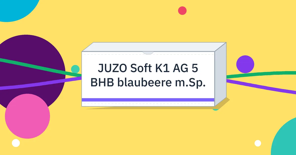 Symbolbild: Packung mit der Aufschrift JUZO Soft K1 AG 5 BHB blaubeere m.Sp. (PZN 14820994) – Verfügbarkeit und Bezug in Apotheken in Frankfurt am Main
