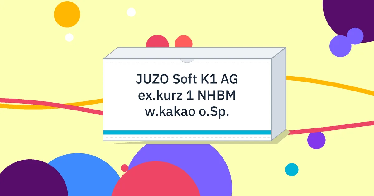 Symbolbild: Packung mit der Aufschrift JUZO Soft K1 AG ex.kurz 1 NHBM w.kakao o.Sp. (PZN 15000371) – Verfügbarkeit und Bezug in Apotheken in Frankfurt am Main
