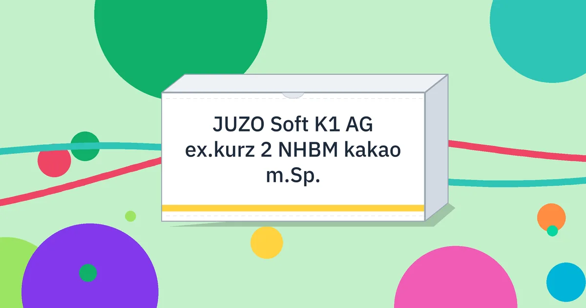 Symbolbild: Packung mit der Aufschrift JUZO Soft K1 AG ex.kurz 2 NHBM kakao m.Sp. (PZN 15017035) – Verfügbarkeit und Bezug in Apotheken in Frankfurt am Main