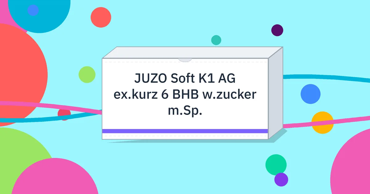 Symbolbild: Packung mit der Aufschrift JUZO Soft K1 AG ex.kurz 6 BHB w.zucker m.Sp. (PZN 14839203) – Verfügbarkeit und Bezug in Apotheken in Frankfurt am Main
