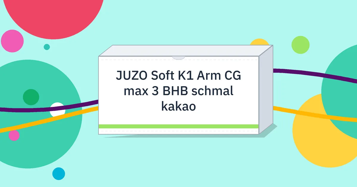 Symbolbild: Packung mit der Aufschrift JUZO Soft K1 Arm CG max 3 BHB schmal kakao (PZN 15509927) – Verfügbarkeit und Bezug in Apotheken in Frankfurt am Main