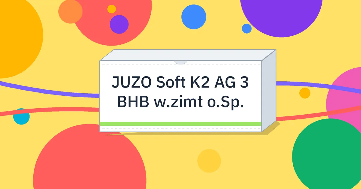 Symbolbild: Packung mit der Aufschrift JUZO Soft K2 AG 3 BHB w.zimt o.Sp. (PZN 14841306) – Verfügbarkeit und Bezug in Apotheken in Frankfurt am Main