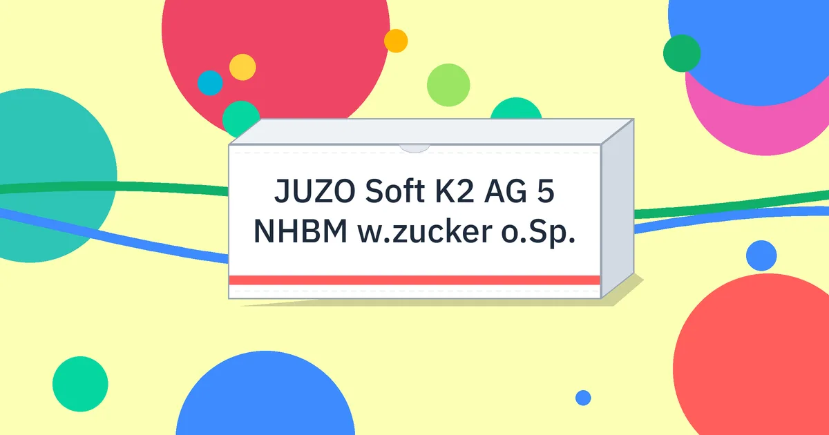 Symbolbild: Packung mit der Aufschrift JUZO Soft K2 AG 5 NHBM w.zucker o.Sp. (PZN 15001560) – Verfügbarkeit und Bezug in Apotheken in Frankfurt am Main