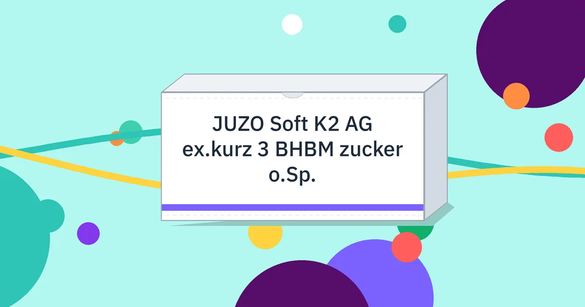 Symbolbild: Packung mit der Aufschrift JUZO Soft K2 AG ex.kurz 3 BHBM zucker o.Sp. (PZN 14861964) – Verfügbarkeit und Bezug in Apotheken in Frankfurt am Main