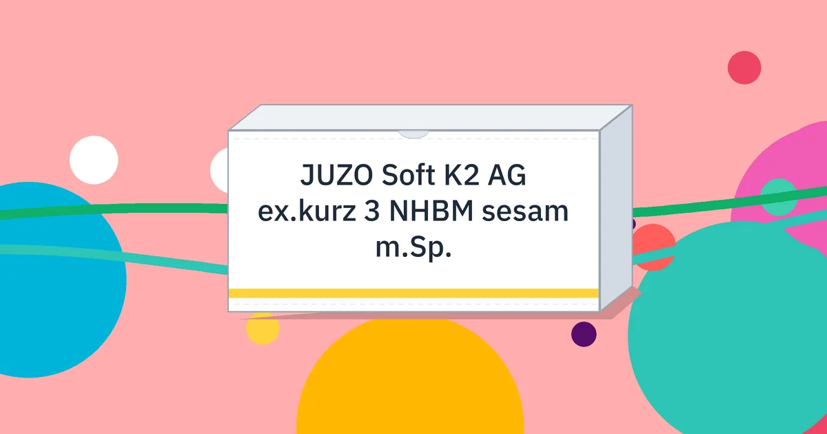 Symbolbild: Packung mit der Aufschrift JUZO Soft K2 AG ex.kurz 3 NHBM sesam m.Sp. (PZN 15022125) – Verfügbarkeit und Bezug in Apotheken in Frankfurt am Main