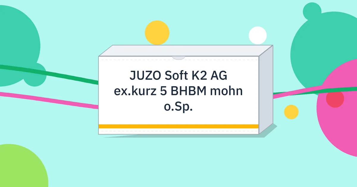 Symbolbild: Packung mit der Aufschrift JUZO Soft K2 AG ex.kurz 5 BHBM mohn o.Sp. (PZN 14862515) – Verfügbarkeit und Bezug in Apotheken in Frankfurt am Main