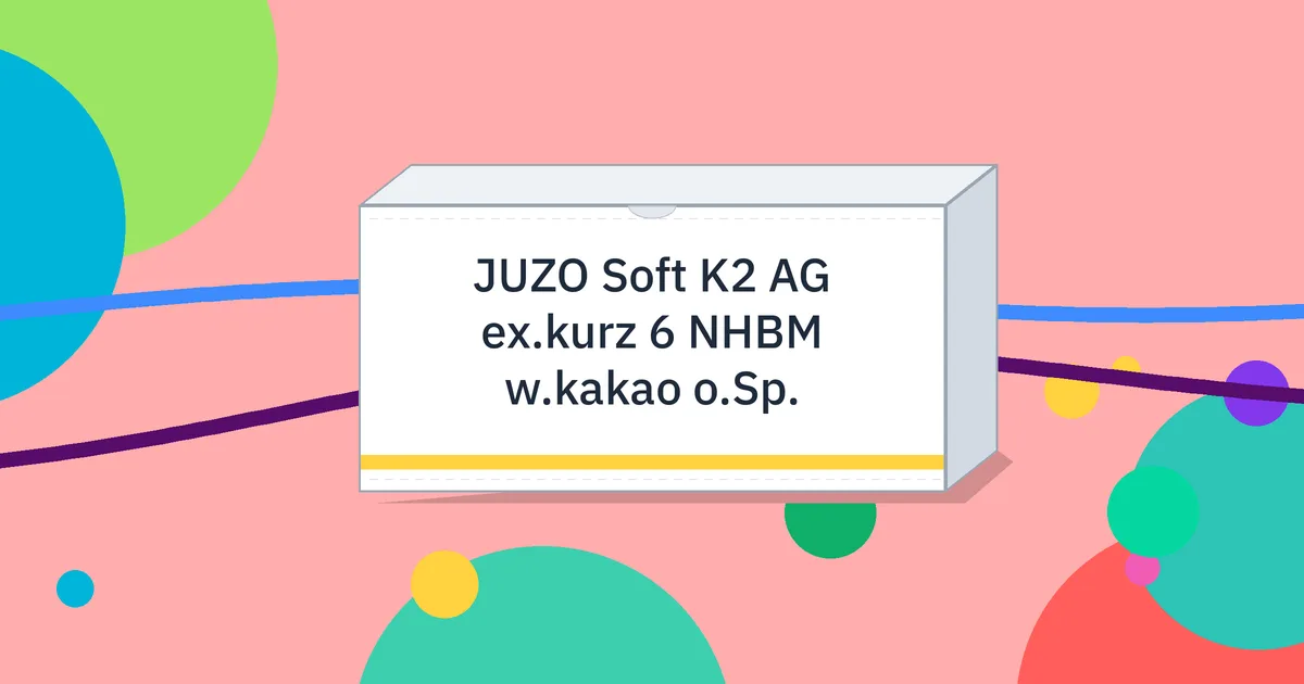 Symbolbild: Packung mit der Aufschrift JUZO Soft K2 AG ex.kurz 6 NHBM w.kakao o.Sp. (PZN 15022898) – Verfügbarkeit und Bezug in Apotheken in Frankfurt am Main