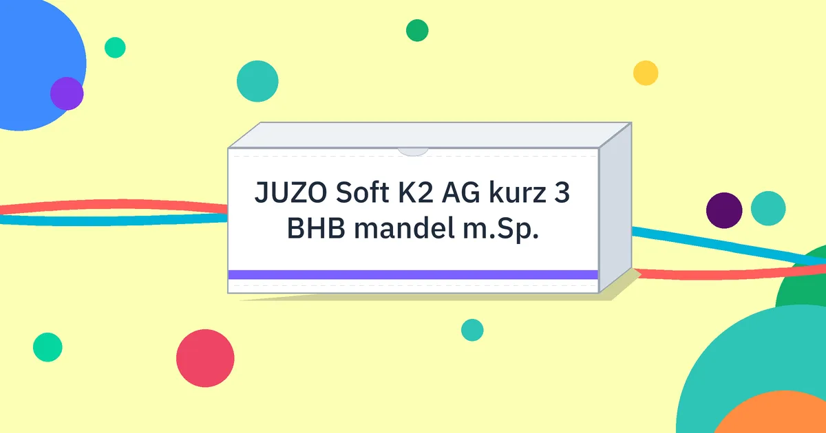 Symbolbild: Packung mit der Aufschrift JUZO Soft K2 AG kurz 3 BHB mandel m.Sp. (PZN 14826301) – Verfügbarkeit und Bezug in Apotheken in Frankfurt am Main