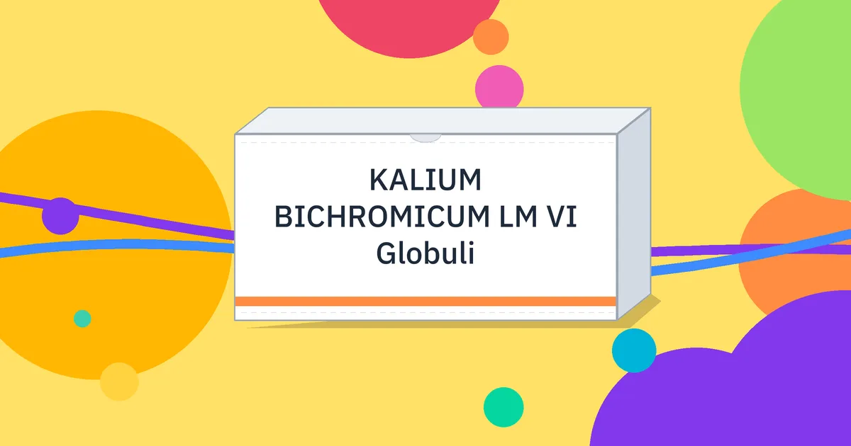 Symbolbild: Packung mit der Aufschrift KALIUM BICHROMICUM LM VI Globuli (PZN 02659476) – Verfügbarkeit und Bezug in Apotheken in Frankfurt am Main