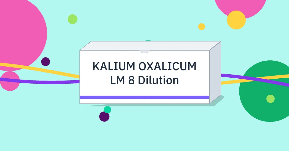 Symbolbild: Packung mit der Aufschrift KALIUM OXALICUM LM 8 Dilution (PZN 12923572) – Verfügbarkeit und Bezug in Apotheken in Frankfurt am Main