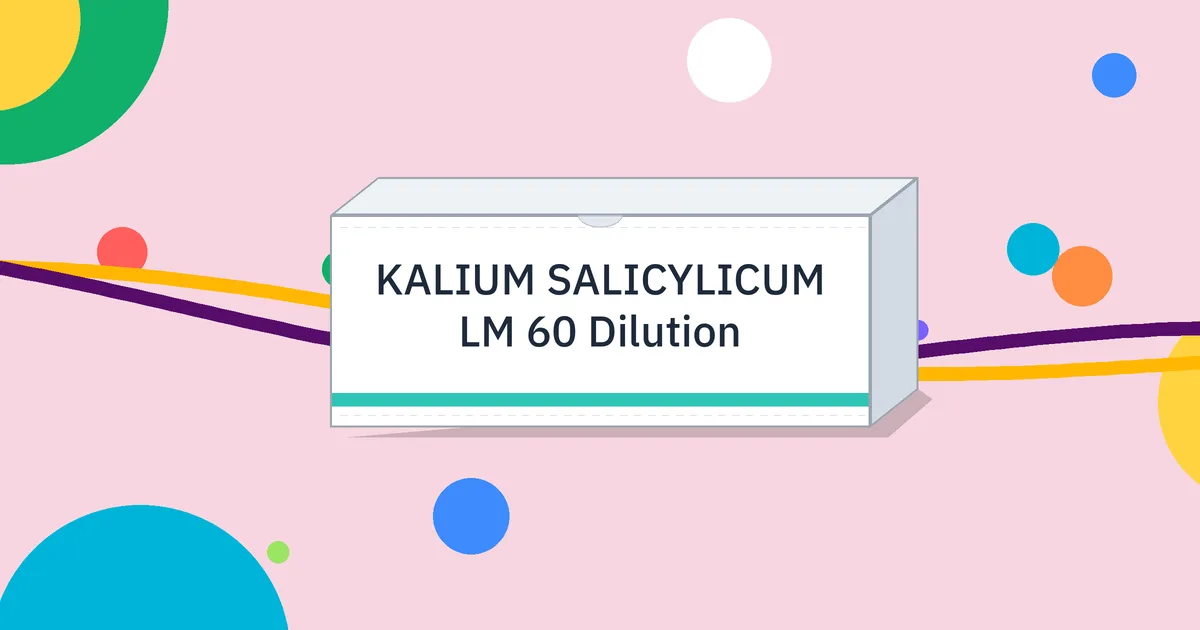 Symbolbild: Packung mit der Aufschrift KALIUM SALICYLICUM LM 60 Dilution (PZN 12925677) – Verfügbarkeit und Bezug in Apotheken in Frankfurt am Main