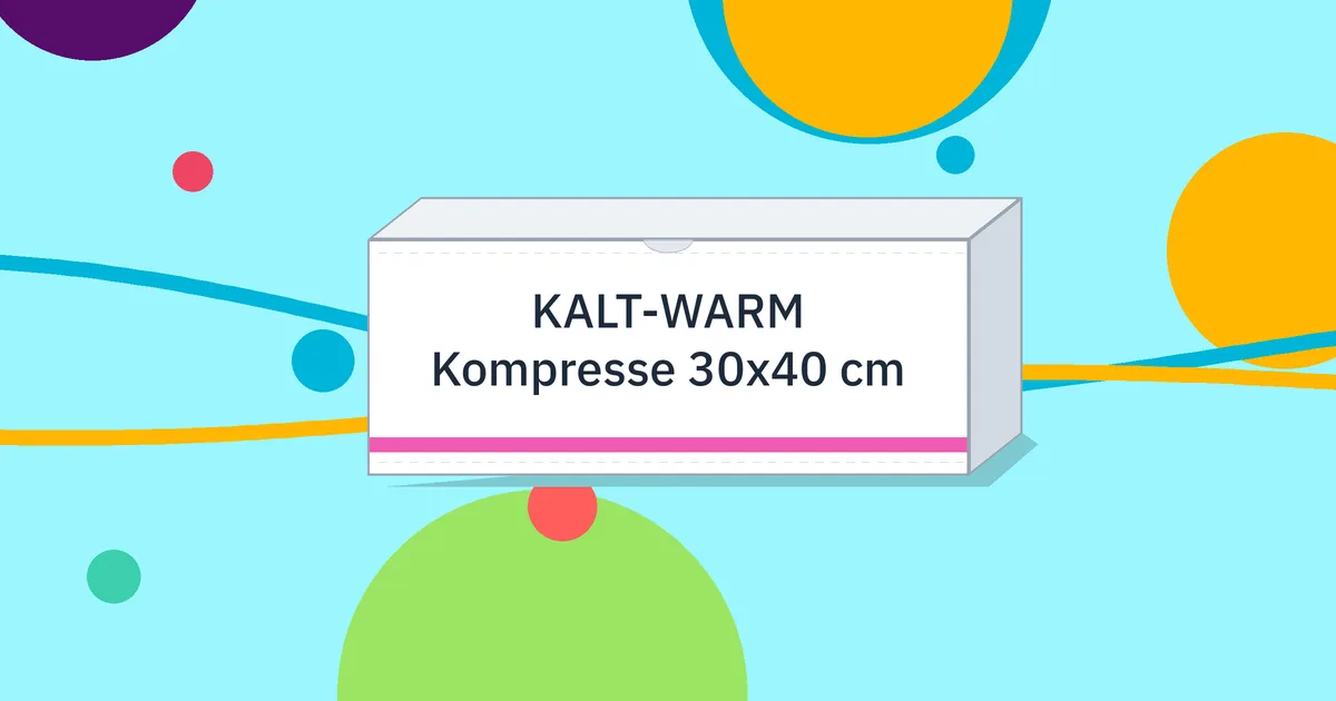 Symbolbild: Packung mit der Aufschrift KALT-WARM Kompresse 30x40 cm (PZN 02737963) – Verfügbarkeit und Bezug in Apotheken in Frankfurt am Main