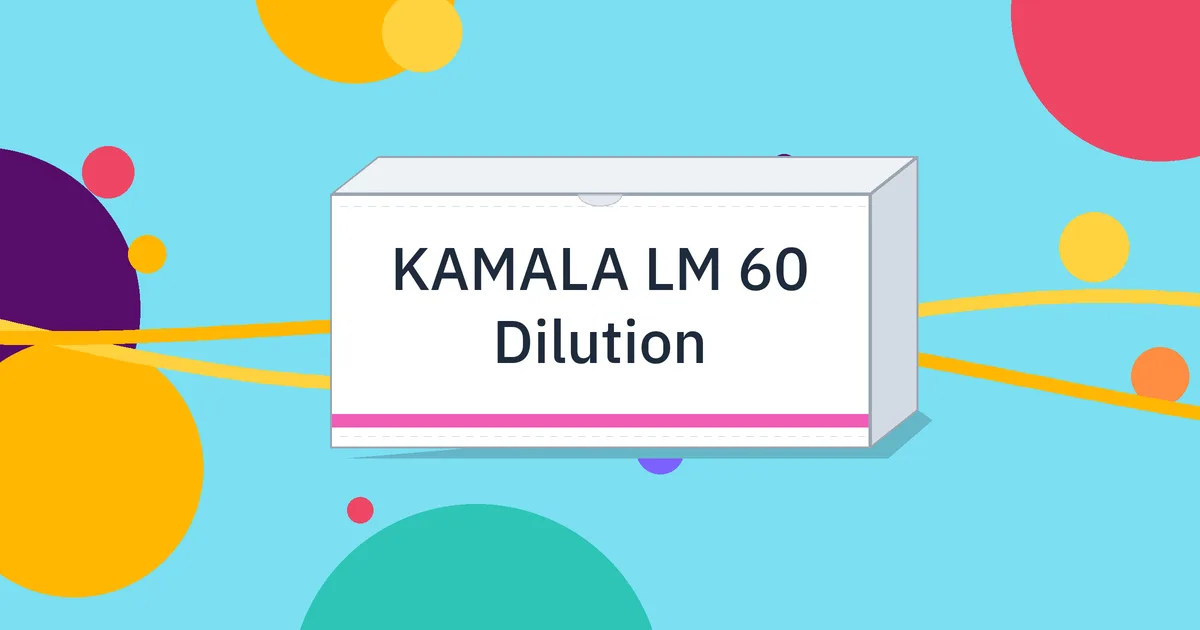 Symbolbild: Packung mit der Aufschrift KAMALA LM 60 Dilution (PZN 13518282) – Verfügbarkeit und Bezug in Apotheken in Frankfurt am Main