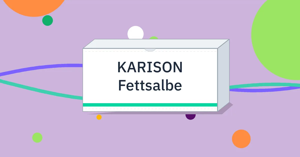 Symbolbild: Packung mit der Aufschrift KARISON Fettsalbe (PZN 06978103) – Verfügbarkeit und Bezug in Apotheken in Frankfurt am Main