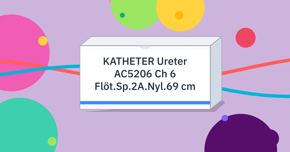 Symbolbild: Packung mit der Aufschrift KATHETER Ureter AC5206 Ch 6 Flöt.Sp.2A.Nyl.69 cm (PZN 01588320) – Verfügbarkeit und Bezug in Apotheken in Frankfurt am Main