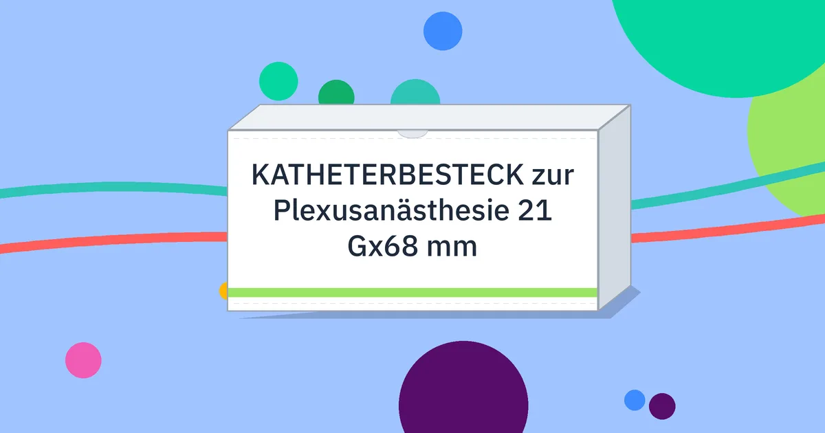 Symbolbild: Packung mit der Aufschrift KATHETERBESTECK zur Plexusanästhesie 21 Gx68 mm (PZN 13585261) – Verfügbarkeit und Bezug in Apotheken in Frankfurt am Main