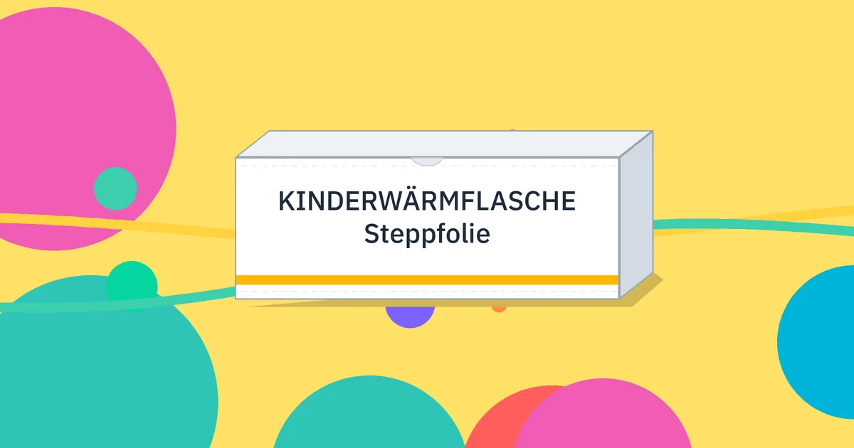 Symbolbild: Packung mit der Aufschrift KINDERWÄRMFLASCHE Steppfolie (PZN 03908042) – Verfügbarkeit und Bezug in Apotheken in Frankfurt am Main