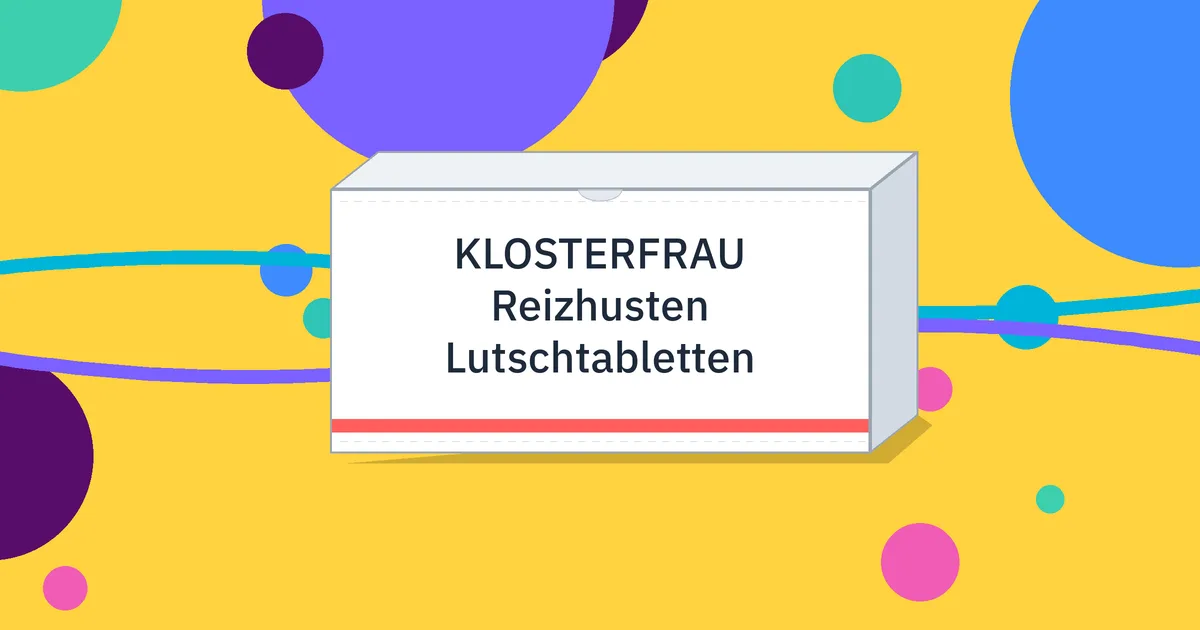 Symbolbild: Packung mit der Aufschrift KLOSTERFRAU Reizhusten Lutschtabletten (PZN 13505581) – Verfügbarkeit und Bezug in Apotheken in Frankfurt am Main