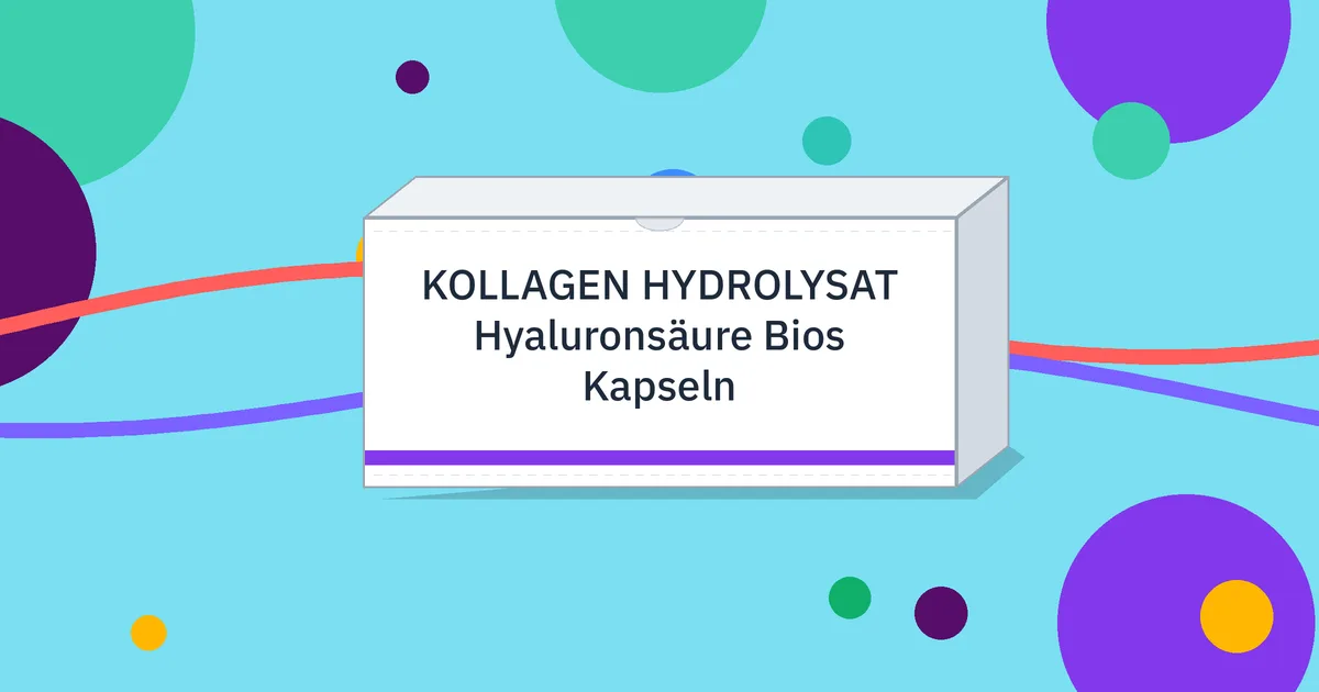 Symbolbild: Packung mit der Aufschrift KOLLAGEN HYDROLYSAT Hyaluronsäure Bios Kapseln (PZN 09324810) – Verfügbarkeit und Bezug in Apotheken in Frankfurt am Main