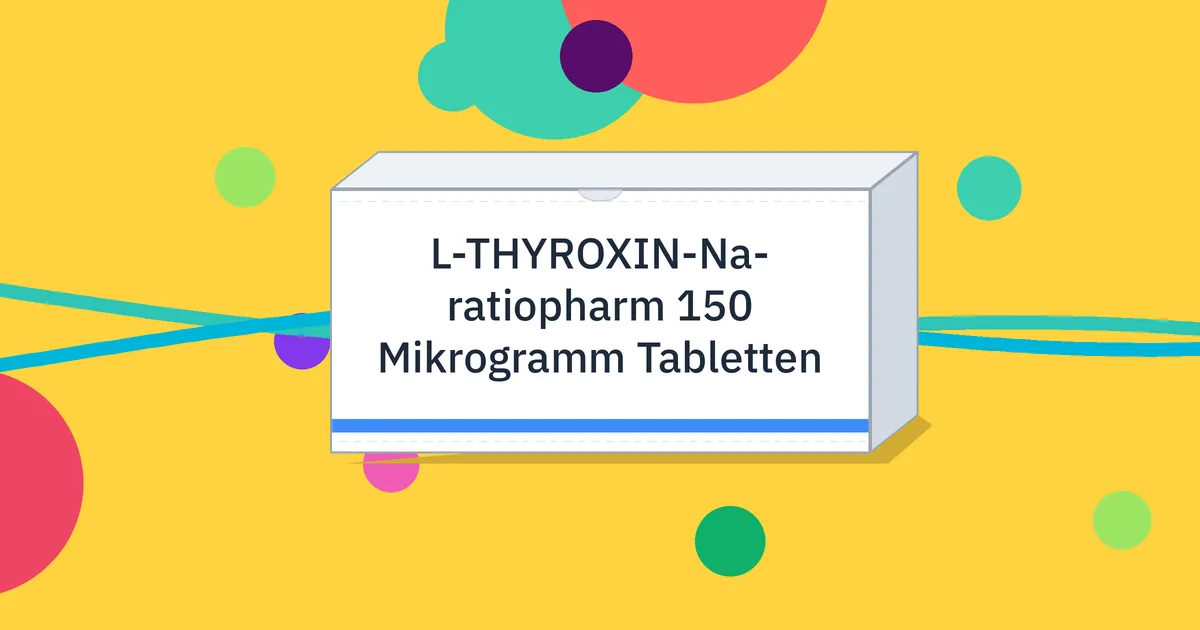 Symbolbild: Packung mit der Aufschrift L-THYROXIN-Na-ratiopharm 150 Mikrogramm Tabletten (PZN 10089751) – Verfügbarkeit und Bezug in Apotheken in Frankfurt am Main