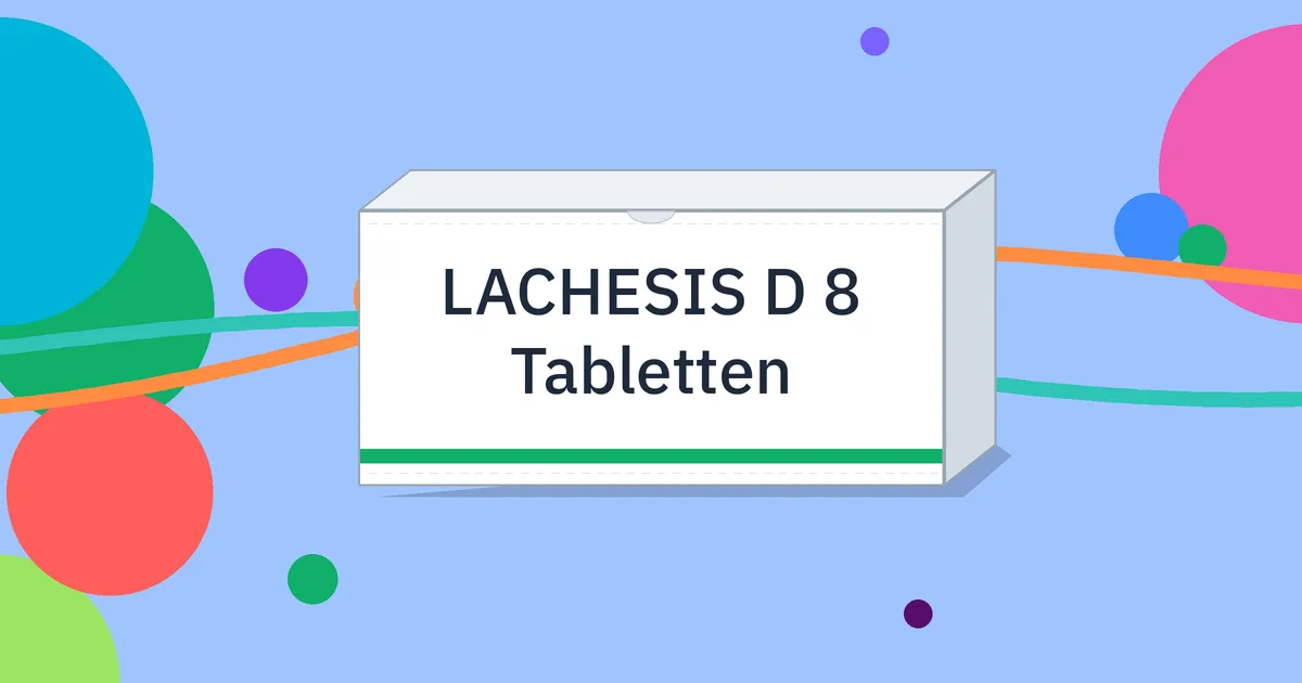 Symbolbild: Packung mit der Aufschrift LACHESIS D 8 Tabletten (PZN 01776257) – Verfügbarkeit und Bezug in Apotheken in Frankfurt am Main
