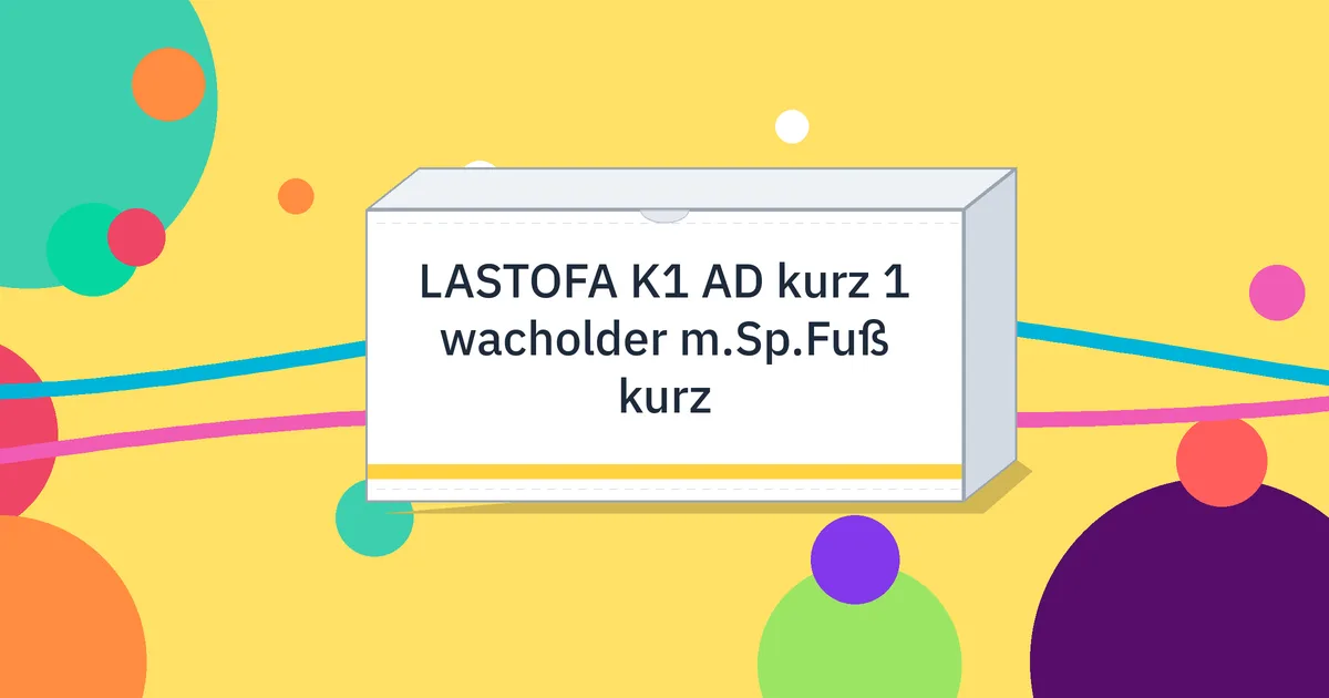 Symbolbild: Packung mit der Aufschrift LASTOFA K1 AD kurz 1 wacholder m.Sp.Fuß kurz (PZN 13786321) – Verfügbarkeit und Bezug in Apotheken in Frankfurt am Main