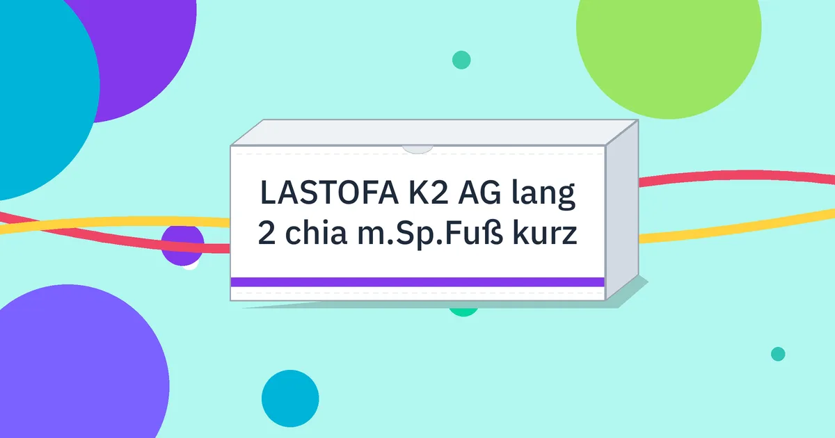 Symbolbild: Packung mit der Aufschrift LASTOFA K2 AG lang 2 chia m.Sp.Fuß kurz (PZN 13802675) – Verfügbarkeit und Bezug in Apotheken in Frankfurt am Main